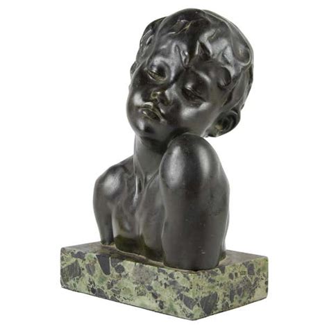 1920s Art Déco Bronze And Marble Bust Of A Young Man By A Gennarelli