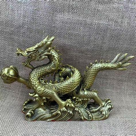 Handmade Copper Dragon Sculpture Traditional Mythical Art Feng Shui