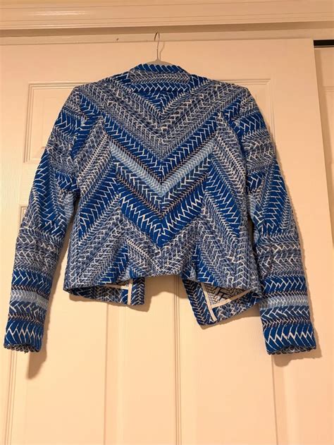 Iro Jackets And Coats Iro Ozaka Blue And White Quilted Moto Jacket