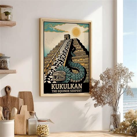 Kukulkan The Equinox Serpent Poster Mayan Mythology Wall Art Chichen