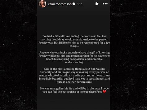 Presley Gerbers Ex Gf Cameron Rorrison Posts Heartbreaking Tribute