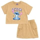 Disney Lilo And Stitch French Terry Cropped T Shirt And Cargo Skirt Set