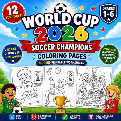 World Cup 2026 Soccer Champions Coloring Pages Grades 1 6 Tpt