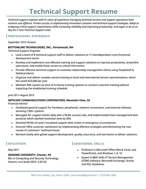 Technical Support Resume Examples How To Write