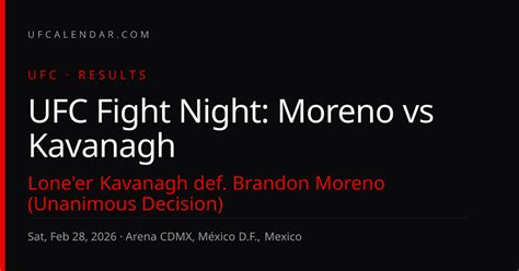 Ufc Fight Night Moreno Vs Kavanagh Results Loneer Kavanagh Def