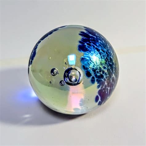 Glass Eye Studio Ges Blue Planet Art Glass Vintage Paperweight 1 78