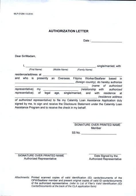 Sss Authorization Letter Sample Free Template To Transact On Your