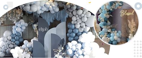 Partywoo Dusty Blue Balloons 120pcs Different Sizes Pack Of