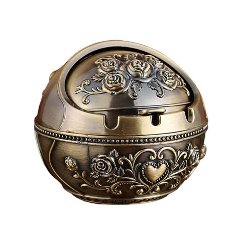 Joymorehome Vintage Decorative Windproof Ashtray With Lid For