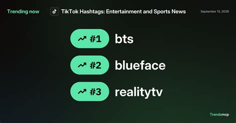 Todays Entertainment And Sports Hashtags Sep 13 2026 Trends Mcp