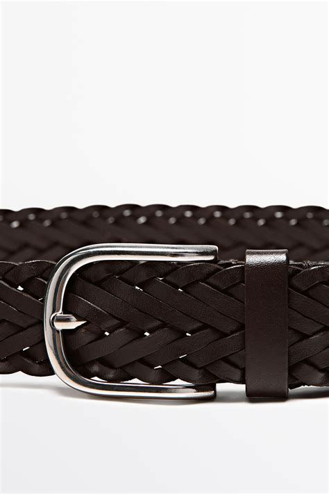 Flettet Læderbælte · Brun · Bælter Massimo Dutti