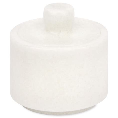 Solid White Marble Salt Cellar With Lidcountertop Salt Holderspice