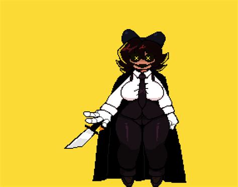 Rule 34 Animated Black Cape Black Necktie Black Pants Black Ribbon