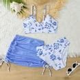 Towed22 Girls 3 Piece Bikini Swimsuit Set Floral Print Cute Ruffle