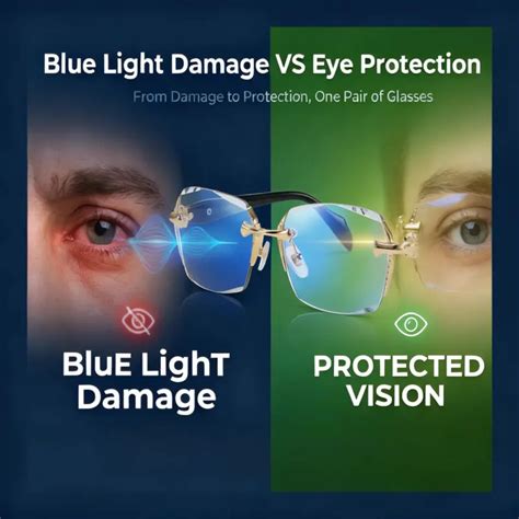 Frameless Glasses With Blue Light Blocking Hd Clear Lenses Sparkling