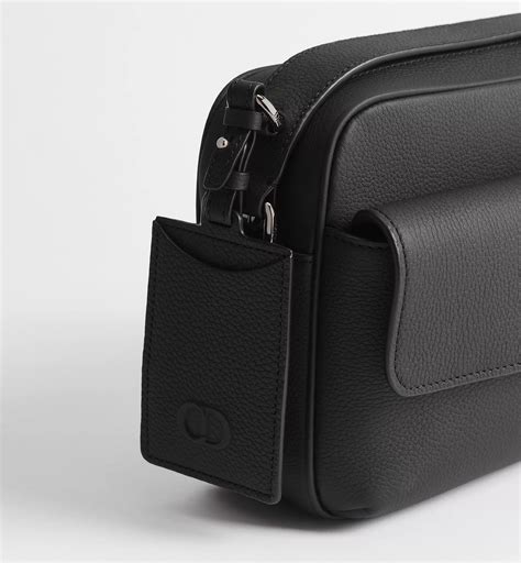 Cd Icon Zipped Messenger Bag Black Matte Grained Calfskin Dior