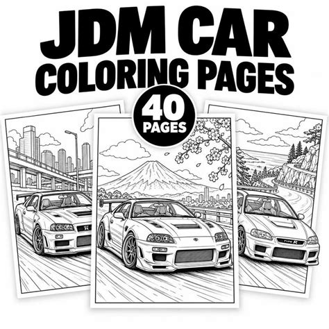 Jdm Car Coloring Book Etsy