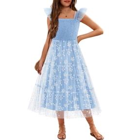 Arshiner Tween Girls Summer Dress Ruffle Sleeve A Line With Belt