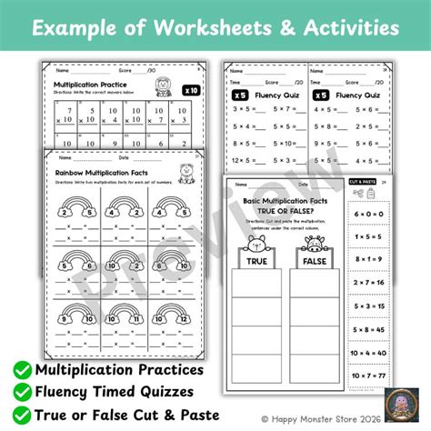 Multiplication Fact Fluency Worksheets 0 1 2 5 10 Practice And Quizzes