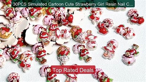 30pcs Simulated Cartoon Cute Strawberry Girl Resin Nail Charms 3d C