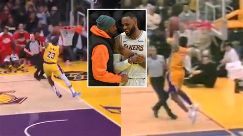 Incredible Side By Side Footage Reveals Lebron Jamess Dunk Tribute To Kobe Bryant 7news
