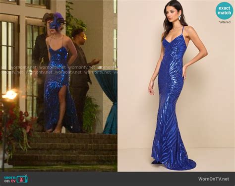 Wornontv Sarahs Blue Sequin Gown On Outer Banks Madelyn Cline