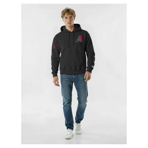 Mens Arizona Diamondbacks Champion Black Reverse Weave Chenille Hoodie