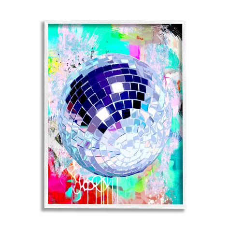 Stupell Industries Disco Ball Graffiti Abstract Art White Frame 11 X 14