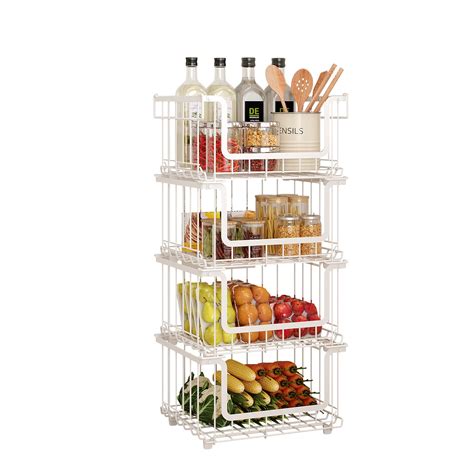 Cuisinsmart 4‑tier Kitchen Storage Baskets Cart Stackable Carbon Steel