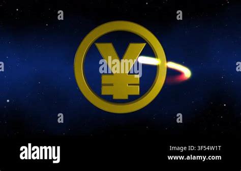 Gold Chinese Yuan Cny Currency Symbol Rotating With A Glowing Orbital Effect Seamless Looping