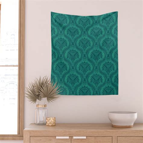 Triceratops Damask Teal Wall Tapestry Society6