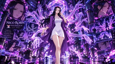 Nico Robin Purple Neon Fantasy Anime Wallpaper Free 8k Cartoons