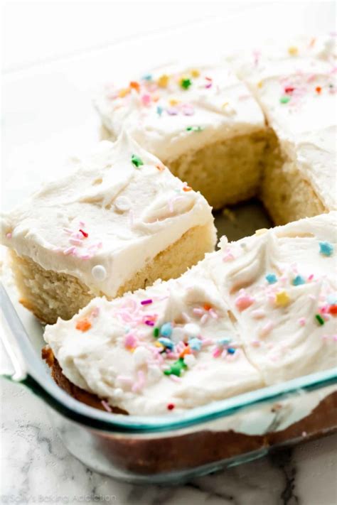 Vanilla Sheet Cake With Whipped Buttercream Frosting Sallys Baking