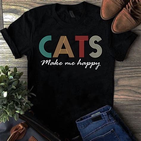Cats Make Me Happy Vintage Tshirt Grolytee T Shirt S 5xl