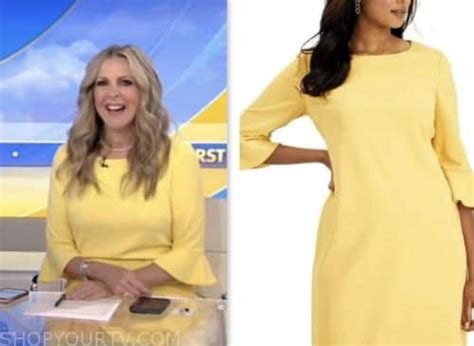 Fox And Friends June 2023 Cheryl Casones Yellow Bell Sleeve Dress
