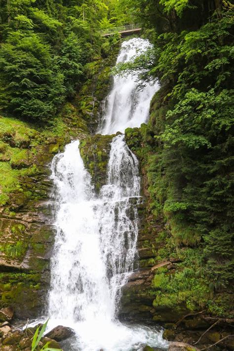 Giessbach Waterfall Flow To Lake Brienz In Brienz Switzerland Stock