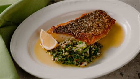 Murray Cod With Charred Herb Salsa And Lemon Recipe Sbs The Cook Up