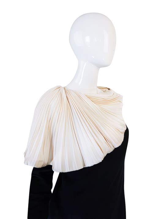 1980s Jacqueline Ribes Demi Couture Silk Dress W Removable Collar
