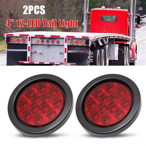 2x 4and Inch Round Led Truck Trailer Stop Turn Tail Brake Lights