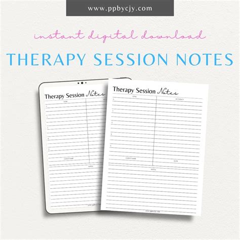 Therapy Session Notes Printable Template Digital Download For Client