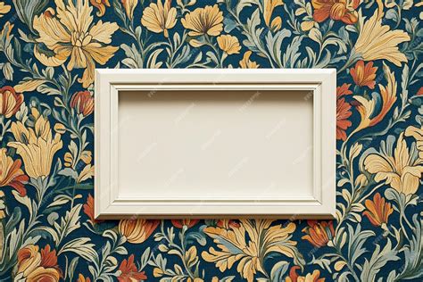 White Rectangular Frame On Antique Floral Design Premium Ai Generated
