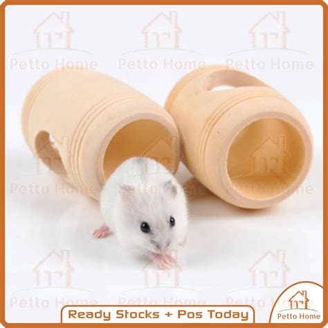 Hamster Wooden Tunnel Hideout Wood Toy Wooden Drum Toy Small Pet Toy