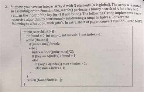 Solved 2 Suppose You Have An Integer Array A With N
