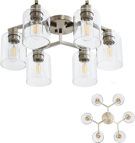 Diduio 6 Light Semi Flush Mount Ceiling Light Modern Brushed Nickel