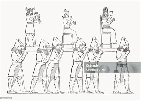 Idols Carried In Procession Woodcut Published 1862 Stock Illustration