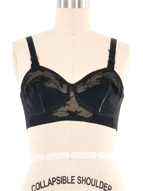 1950s Black Lace Bullet Bra