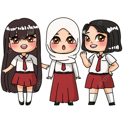 Kartun Gadis Cantik Berseragam Sekolah Sekolah Seragam Indonesia Png
