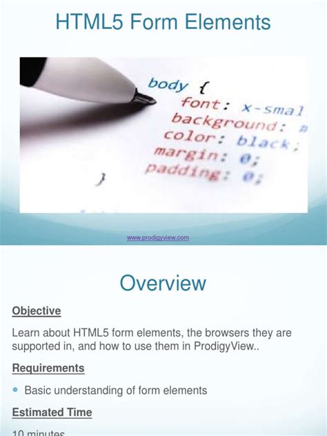 Html5 Form Elements Overview Guide Pdf Html Element Cyberspace