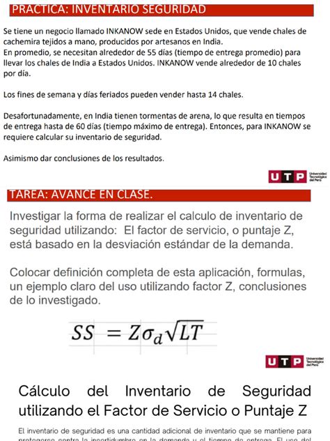 Semana 11 Cálculo Del Inventario De Seguridad Utilizando El Factor De