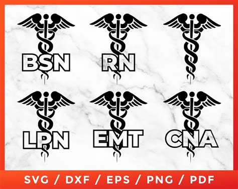 Medical Caduceus Svg Rn Registered Nurse Bsn Bachelor Of Science In Nursing For Cricut